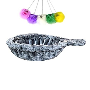 SHENGOCASE 14.6" Grey Nest Basket Lounger Hammock Bed for Cat Tree Cat Tower Replacement, 5-Pack Hanging Toys, Cat Tree Accessories Hammock Attachment (Large Grey)