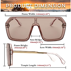 FEISEDY Classic Siamese One Piece Sunglasses Nice Rimless Stylish Retro Design for Women Men B2574