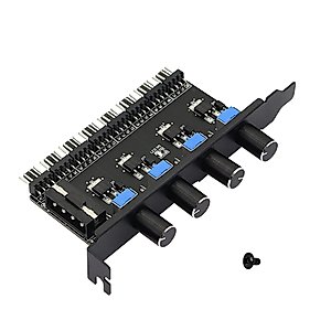 SinLoon 4 Knob Cooling Fan Speed Controller PC 8 Channels Fan Hub for CPU Case HDD VGA PWM Fan PCI Bracket 12V Fan Control- 4Pin Interface Power Supply ( 4 Pin 4Knob )