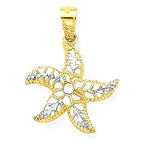 IceCarats 10K Yellow Gold Starfish Necklace Charm Pendant 22mm x 16mm Only