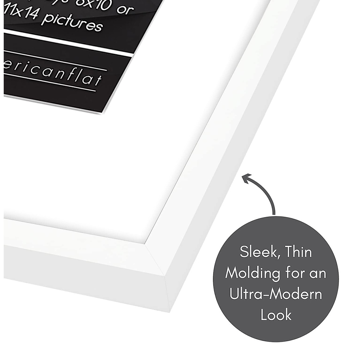 Americanflat 11x14 Picture Frame with Shatter-Resistant Glass - Use as 8x10 Frame with Mat or 11x14 Frame Without Mat - Streamline Collection - Thin Photo Frame for Wall Display - White