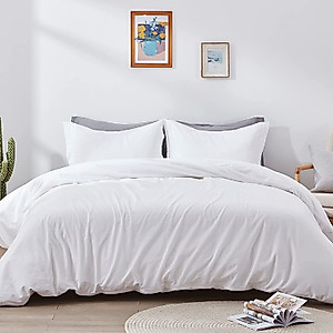 Precious Star Linen 100% Cotton White Solid Duvet Cover Set Super King Size 98x108 Inch Zipper Closure & Corner Ties, Soft & Breathable 1000 TC Duvet Cover with 2 Pillow Shams