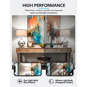 KINDEEP LED Candelabra Light Bulbs Dimmable 60 Watt Equivalent, Daylight 5000K, 600LM, E12 Candle Bulb Base 6W Ceiling Fan Lightbulbs Type B Bulb for Chandelier, Wall Sconces, 6 Pack