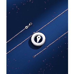 FANCIME Compass Birthstone Necklace for Women Sterling Silver Compass Jewelry Opal Pendant October Birthstone Necklace Gemstone Birthday Christmas Gifts for Girlfriend Wife Mom Her