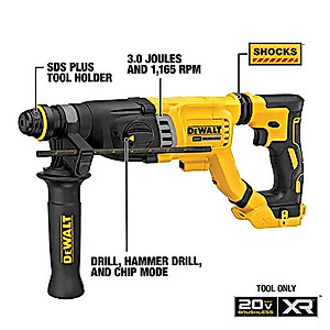 DEWALT 20V MAX Rotary Hammer, SDS Plus, 1-1/8-Inch, Tool Only (DCH263B)