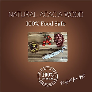Acacia Wood Rectangular Cutting Board, Made in Vietnam 15.75 x 11.8 x 0.8 Inch