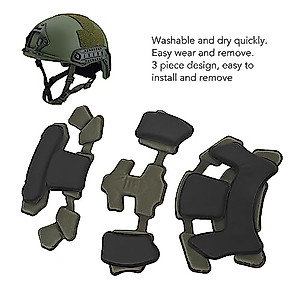 FECAMOS Helmet Pad Kit, Helmet Chin Strap Easy to Install Comfortable Strong Compatibility for Fast for Wendy (Army Green Sponge)