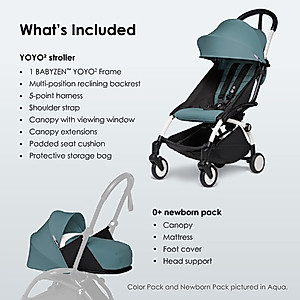 BABYZEN YOYO2 Stroller & 0+ Newborn Pack - Includes White Frame, Red 6+ Color Pack & Red 0+ Newborn Pack - Suitable for Children Up to 48.5 Pounds