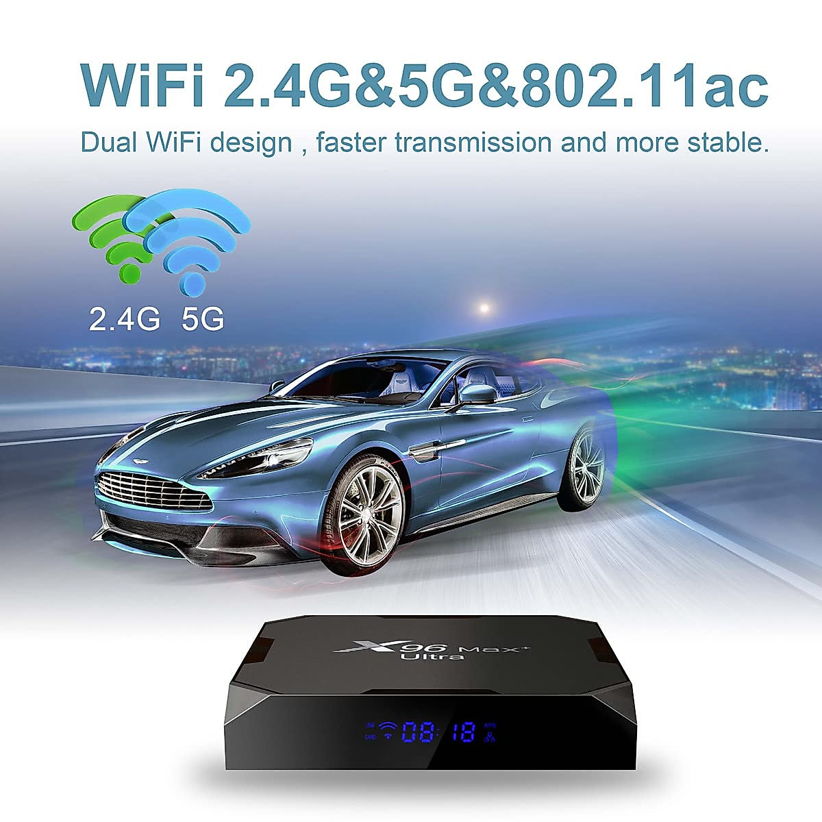 Sofobod Android11.0 Smart TV Box,Amlogic S905X4 64bit Quad Core Cortex A55 CPU, G31 MP2 GPU,4GB RAM 64GB ROM,USB 3.0,BT4.0, 2.4G/5G Dual Wi-Fi, 100M Ethernet, H.265 3D/4K/8K HDR:X96MAX+ Ultra 464