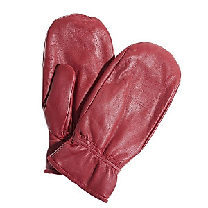 Pratt and Hart Alps Women’s Leather Mittens with Hi-Loft Sherpa (Polyester) Lining Size L Black