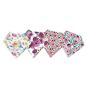 Copper Pearl Baby Bandana Drool Bibs for Drooling and Teething 4 Pack Gift Set “Bloom, Soft Set of Cloth Bandana Bibs for Any Baby Girl or Boy, Cute Registry Ideas for Baby Shower Gifts