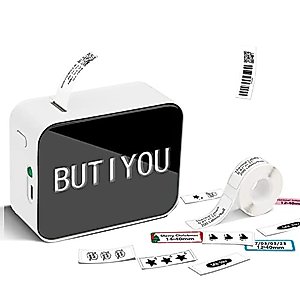 BUTIYOU P15 Label Maker with Tape,Mini Portable Bluetooth Thermal Printer,Multi Creative Label Templates Available for Phone,Easy-Used Office Home Industry Organization USB Rechargeable (White)