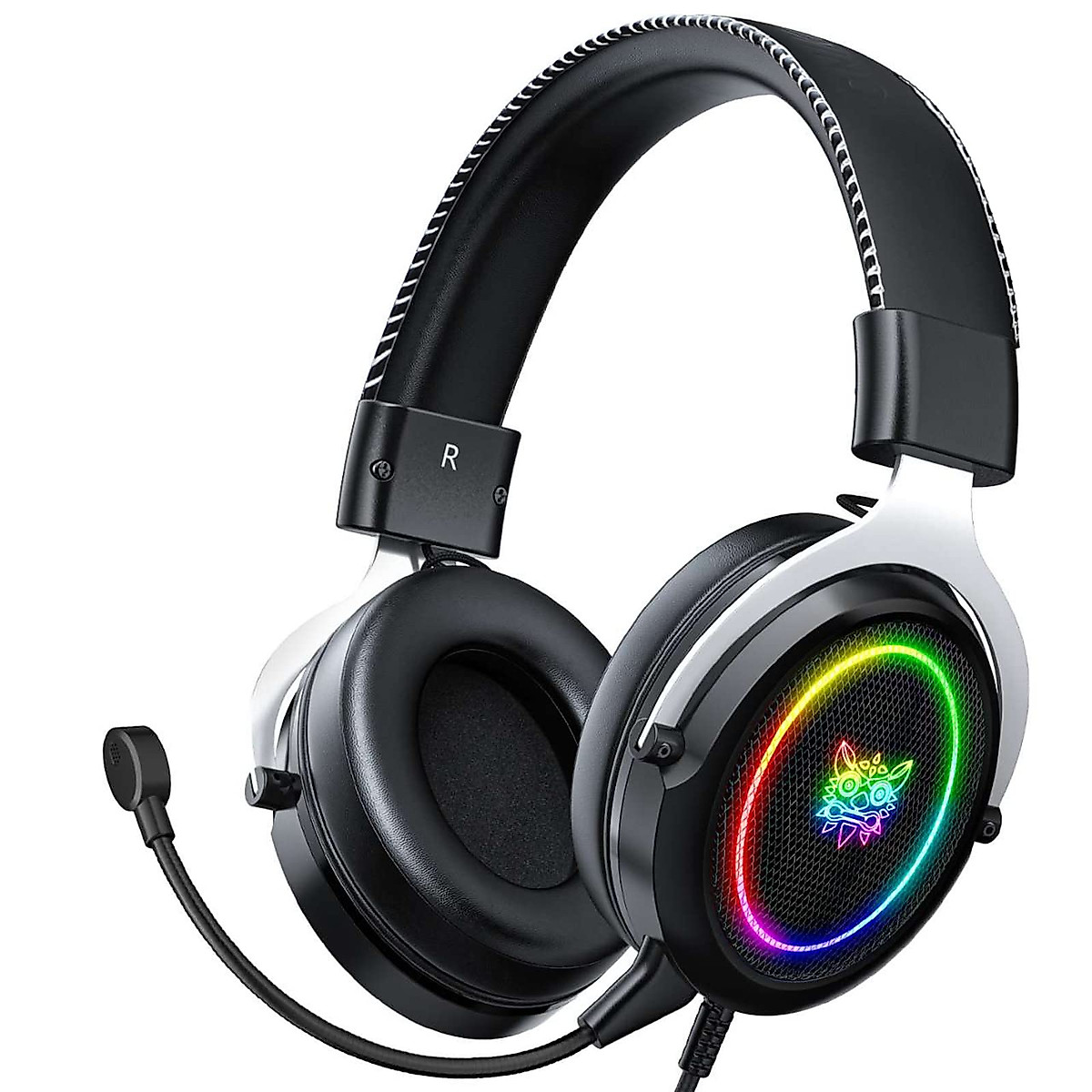edonka Gaming Headset X 10, Noise Canceling Gaming Headphones with RGB Light,7.1 Surround Sound Crystal Clear Mic for PS5, PS4, Xbox One, PC, Mac