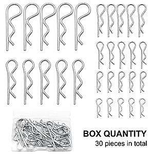 Exqutoo 30 Pcs Zinc Plated Steel Hair Pin Assortment Kit Clips for Hitch Pin Lock System