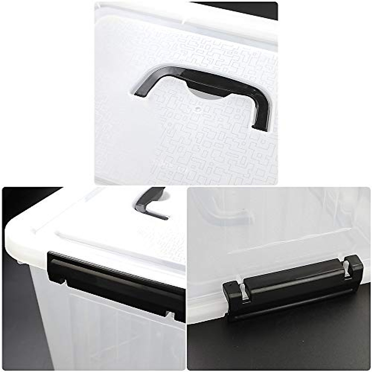 Cand 12 Quart Plastic Lidded Storage Bin with Black Handle, Latching Boxes Set of 1