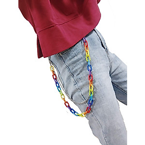 Women Men Rainbow Trousers Chain Hip Hop Punk Pants Wallet Key Chain Colorful Acrylic Gothic Rock Jean Pant Chain Waist Chain (colorflul)