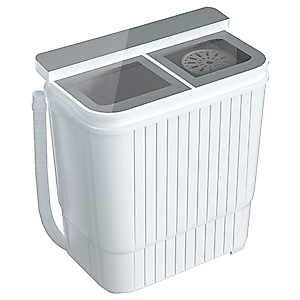 Greenvelly Portable Washing Machine Washer, 21 Lbs Small Mini Twin Tub Washer and Dryer Combo, Compact Laundry Clothes Washer, Semi-Automatic Wash and Spin Cycle for Apartment RV Dorm Camping (Grey）