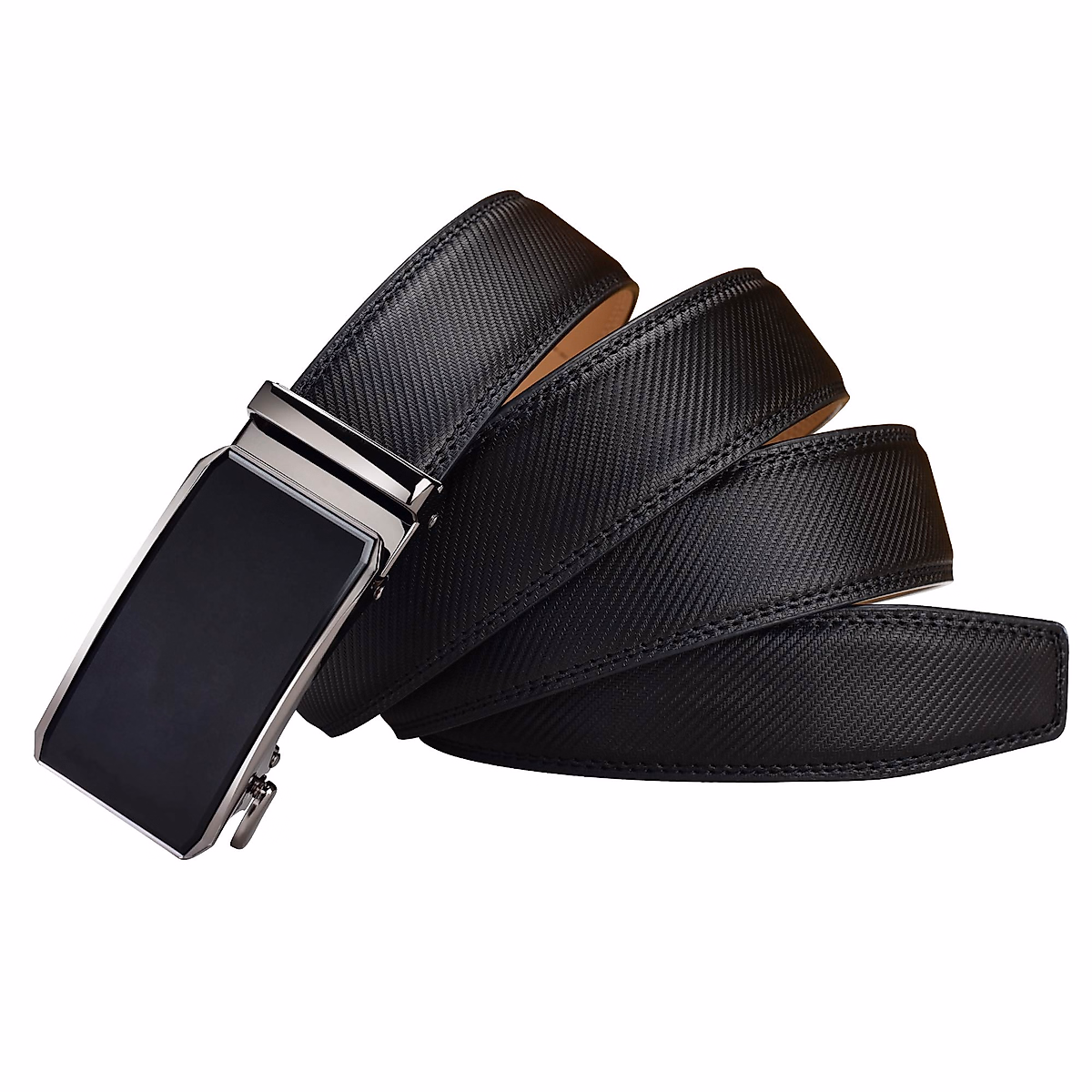 PlusZis 28"-68" Men's Leather Ratchet Dress Belt Big And Tall With Automatic Buckle