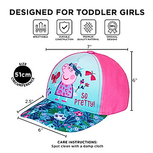 Hasbro Baby Girls Cap, Peppa Pig Adjustable Toddler Hat for Ages 2-4 Baseball Cap, Pink, 2-4T US