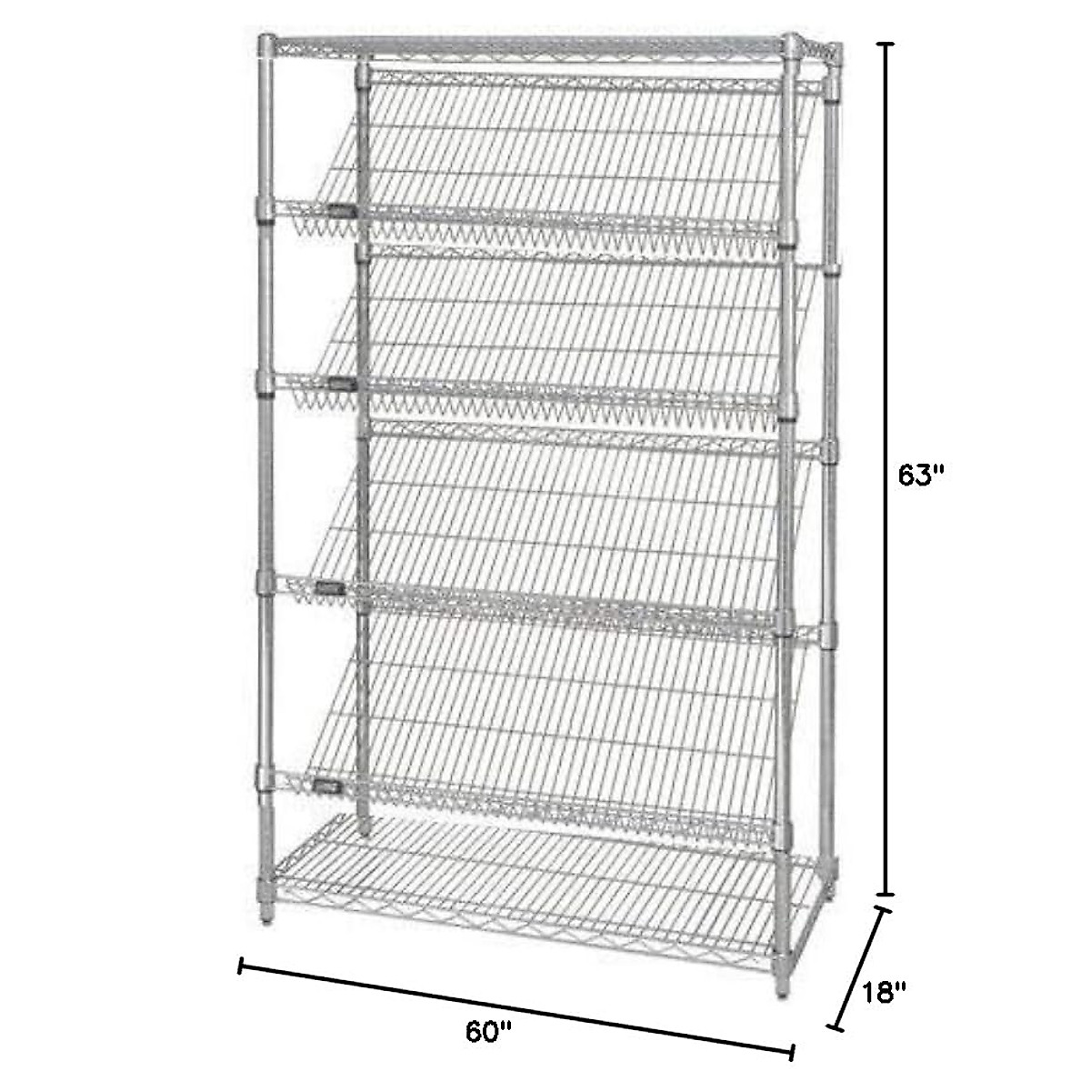 Omega 18" Deep x 60" Wide x 63" High 6 Tier Slanted Wire Shelf Starter Shelving Unit