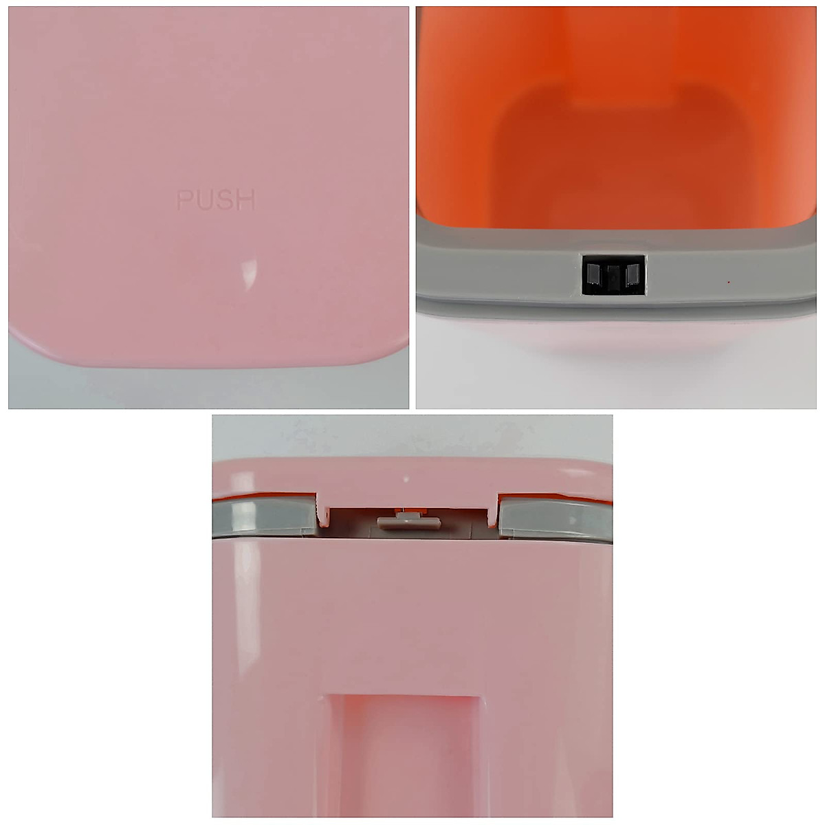 Bringer Plastic Countertop Tiny Waste Can, 0.5 Gallon Mini Garbage Can with Push-on Lid, Pink