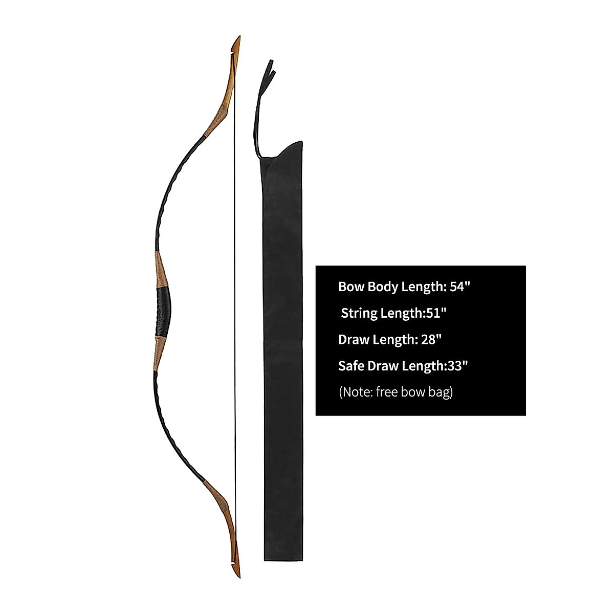 Hungarian Style Handmade Longbow Flagella Recurve Horsebow Archery 60LB