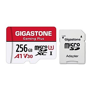 [Gigastone] 256GB Micro SD Card, Gaming Plus, MicroSDXC Memory Card for Nintendo-Switch, Steam Deck, 4K Video Recording, UHS-I A1 U3 V30 C10, up to 100MB/s, with Adapter
