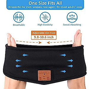 ASIILOVI Bluetooth Headband Headphones for Sleeping, Sleeping Headphones with HD 2-Parts Speakers and Mic for Nap Calling Running Yoga Daily Wear, Music Gift Ideas(Not for Side Sleepers)-Black
