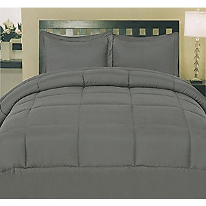 Sweet Home Collection 5 Piece Comforter Set Bag Solid Color All Season Soft Down Alternative Blanket & Luxurious Microfiber Bed Sheets, Gray, Twin