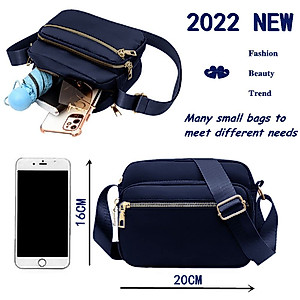 DIHKLCIO Nylon Crossbody Bags for Women Purses and Handbags Women's Casual Messenger Bags Waterproof Black Crossbody Purse (deep blue)