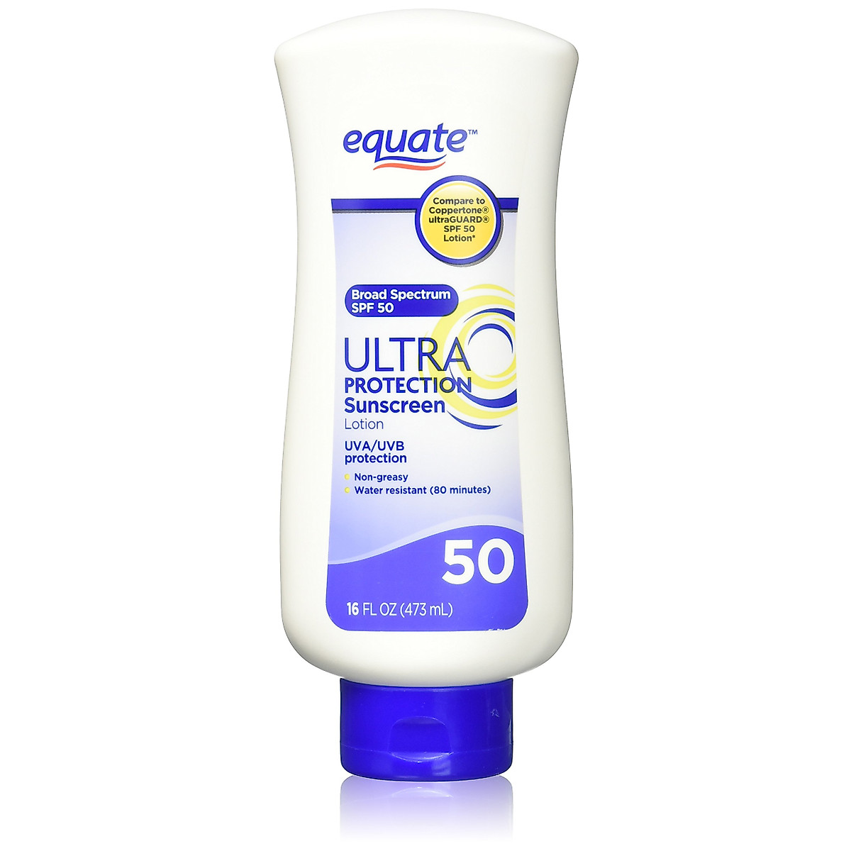 Equate Ultra Protection Sunscreen SPF 50 16oz Compare to Coppertone SPF 50 Lotion