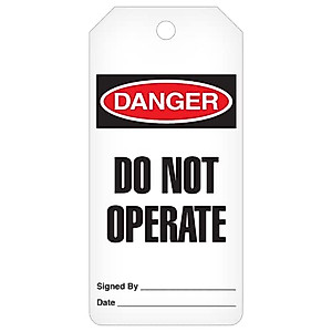 INCOM Manufacturing Lockout Tags On A Roll, Danger Do Not Operate, Heavy-Duty Polytag Stock, Waterproof And Tear-Resistant, Red/Black on White, 6.25 Inch X 3 Inch X 10 Mil Thickness, 100 pack, RT1000C