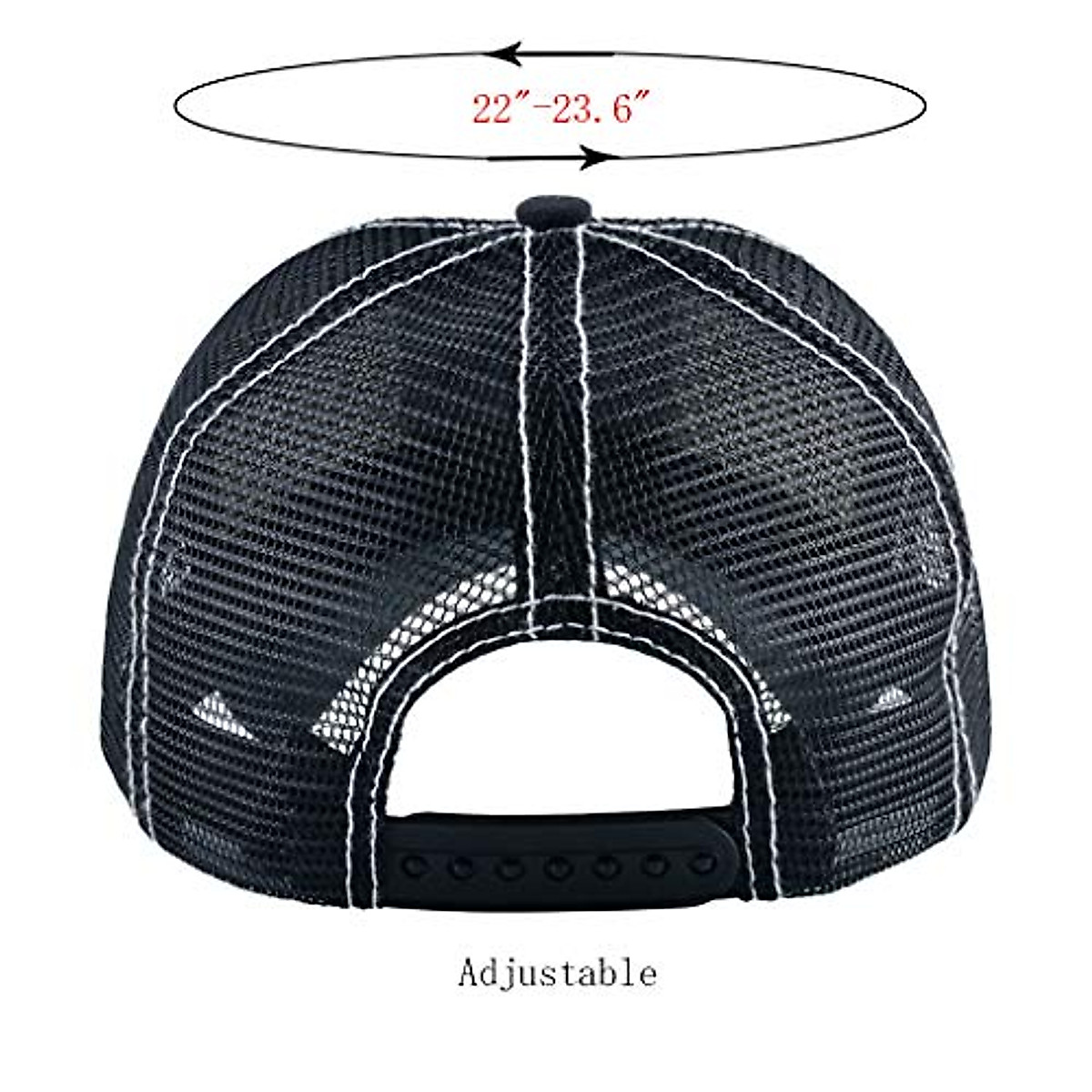 Unisex Animal Mesh Trucker Hat Strapback Square Patch Baseball Caps (One Size, Black White Crocodile)