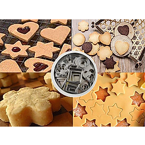 HOME-X Stainless-Steel Cookie Cutter Set, Rectangle, Square, Triangle, Heart, Circle, Star, Flower, and Oval Shapes, Set of 24, Assorted Sizes, Silver