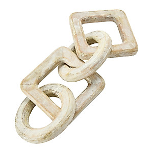 Creative Co-Op Mango Wood Chain Décor, Whitewashed, Natural