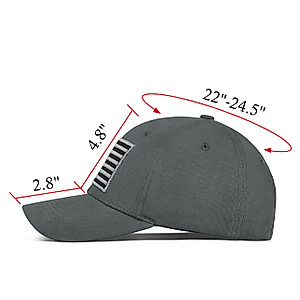 KIRAAT 3 Pack American Flag Baseball Cap Unisex,Low Profile USA Plain Dad Hat for Men＆Women (Black＆Grey＆Khaki)