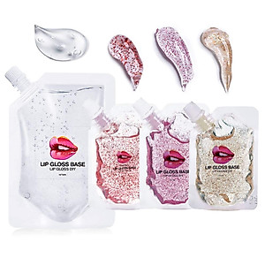 Skynest Lip Gloss Base, DIY Lip Gloss Moisturizing, Non-Sticky, Vegan Lip Makeup Oil(1Pack 50ML+3 Packs 20ML)