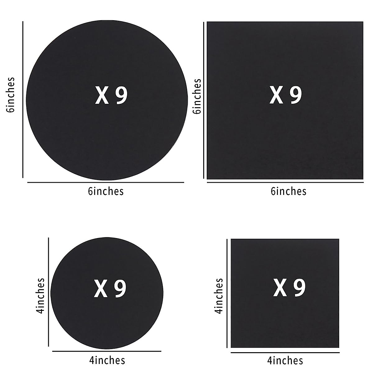 36 Pieces Round Blank Cards Cardstock Thick Cards Small Round Art Paint Board for Mandala Painting DIY Coasters Painting Writing and Decorations (Black, Diameter-6 and 4 in)