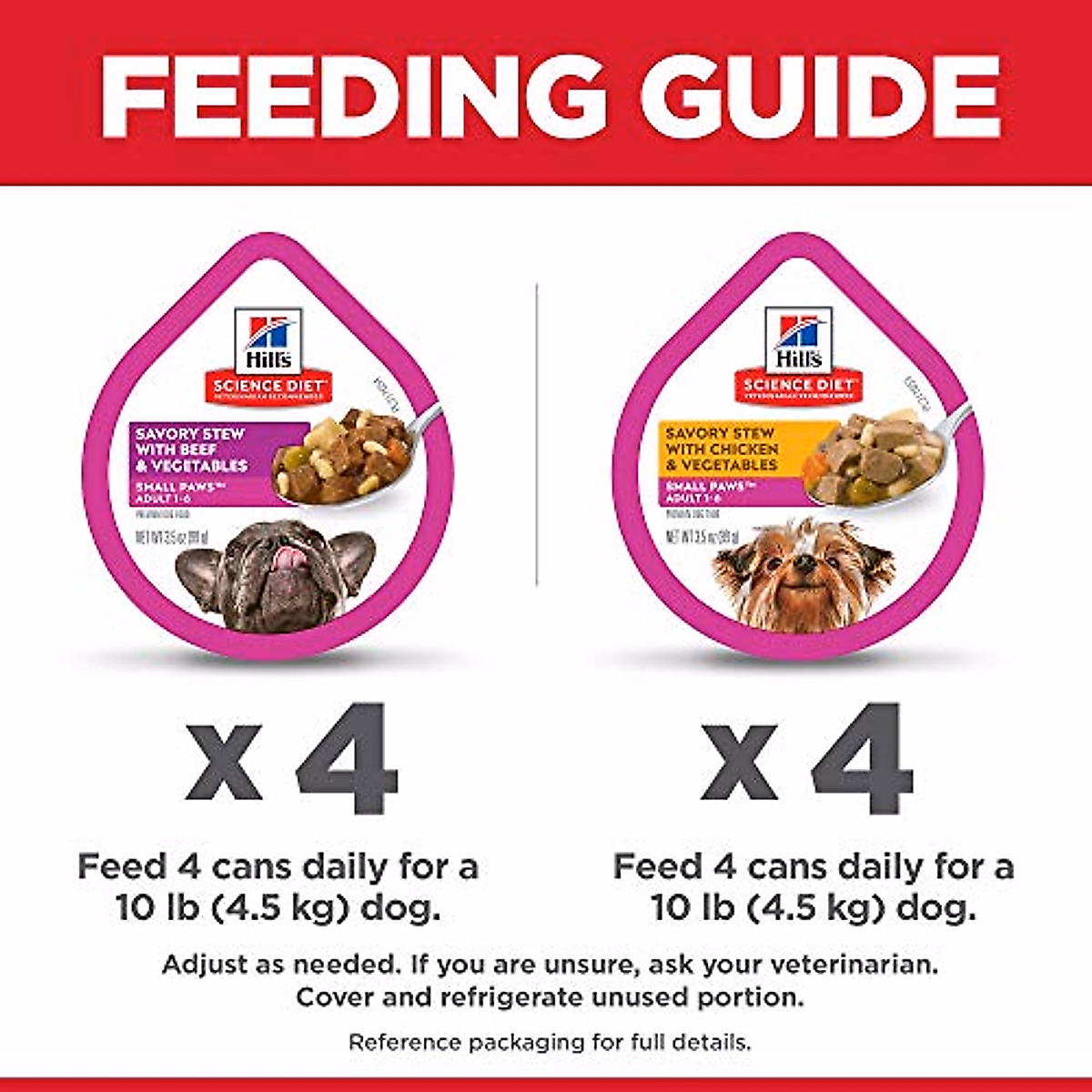 Hill's Science Diet Adult Small Paws Wet Dog Food Variety Pack, Chicken & Vegetables, Beef & Vegetables, 3.5 oz. Cans, 12-Pack