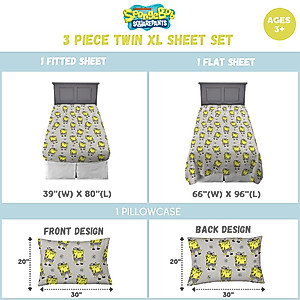 Franco Spongebob Squarepants Bedding Super Soft Microfiber Twin XL Sheet Set, (Official Licensed Nickelodeon Product)
