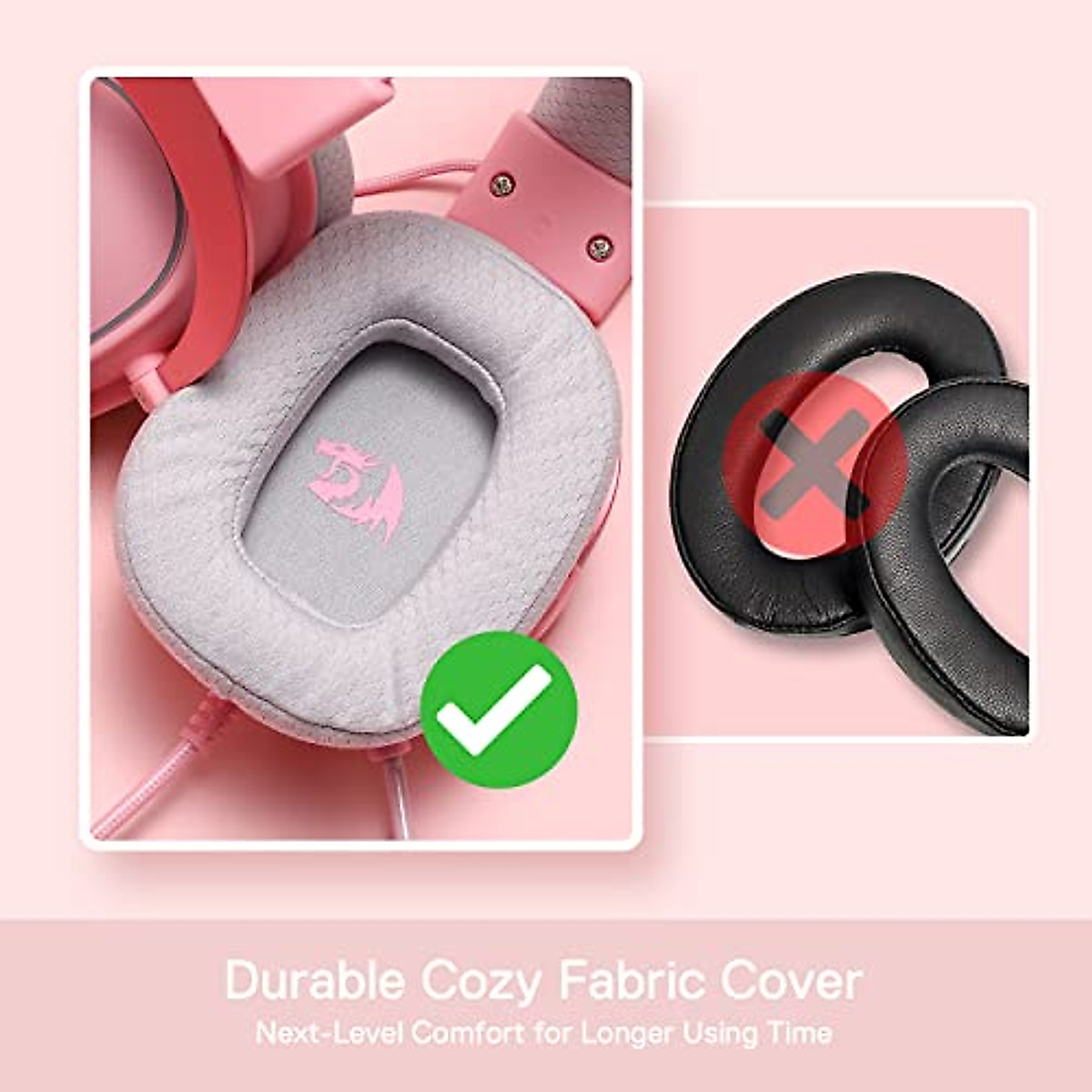 Redragon H510 Zeus-X RGB Pink Wired Gaming Headset - 7.1 Surround Sound - 53MM Audio Drivers in Memory Foam Ear Pads w/Durable Fabric Cover- Multi Platforms Headphone - USB Powered for PC/PS4/NS