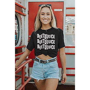 TIEGUODUN Halloween Tops for Women Halloween Bleached Shirts Letters Print Horrr Movie Short Sleeve Tee Tops (P5, Small)