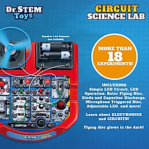 Dr. STEM Toys Circuit Board for Kids | Fun Educational Science Kit with Real Wires, LED Lights & a Fan That Actually Flies | Includes 18 Cool Science Experiments for Boys & Girls Ages 8 & Up