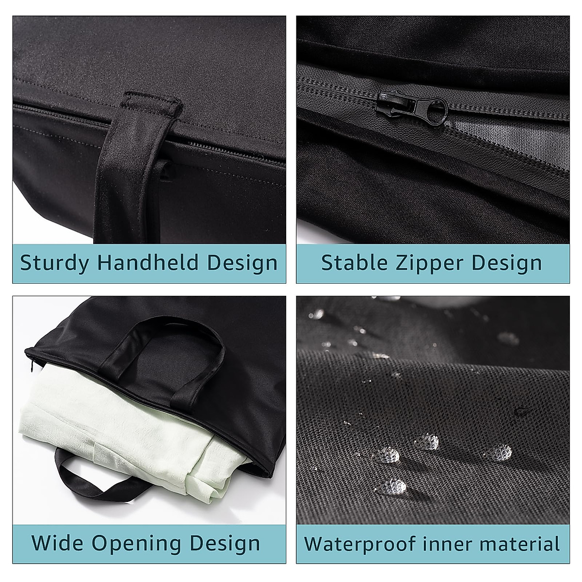 OrgaWise 2 Pcs Washable Laundry Bag Travel, 20 * 16 inch Large Waterproof Wet Dry Bag with Handle and hooks, Heavy Duty Washable Collapsible for College Dorm Sports Clothes Swimming Yoga