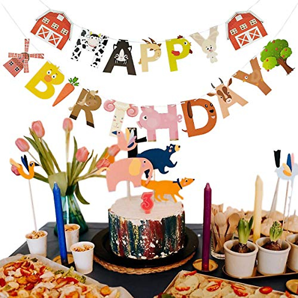 Farm Animals Birthday Banner,Farm Animals Themed Birthday Baby Shower Party Decoration