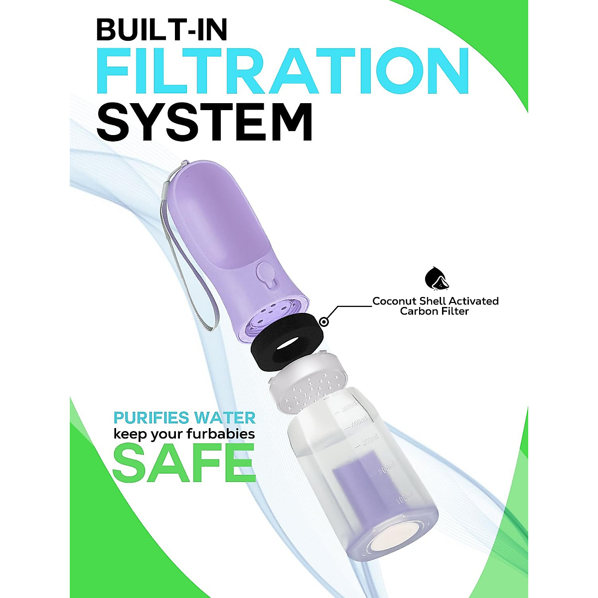 CO'ESSTRA Pet Water Bottle - Portable Dog Water Bottle Dispenser with Poop Bag - 20oz Leak Proof Dog Travel Water Bottle with Feeder - Puppy Water Bottles for Walking, Hiking, Camping