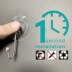 JZMYXA 2.36 Inches Clear PVC Suction Cup Hooks Rust-Proof Metal Hook Heavy Duty Suction Cup Holds Up to 7 lbs, for Smooth Glass Smooth Tile Smooth Metal(4 Pack)