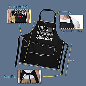 Miracu Funny Aprons for Men, Cooking Aprons for Women, Dad Apron, Fathers Day Apron Gifts for Husband, Boyfriend - Birthday Chef Gifts for Men, Fun BBQ Baking Grilling Kitchen Apron, Chef Grill Apron