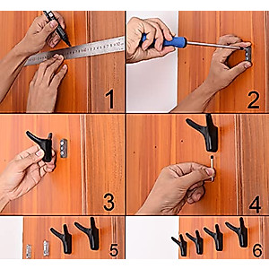 2 Pcs Black Horn Coat Hooks Wall Mounted, Heavy Duty Metal Double Wall Hooks for Hanging Coat Towel Hat etc, Great Modern Decoration Coat Hook for Bedroom Entryway Bathroom Wall Door,Large Load 40lb