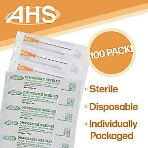 Generic 100 Pack Sterile Disposable Injection Needle with Cap for Scientific and Industrial Dispensing Needle Accessories (25G X 1.5in)